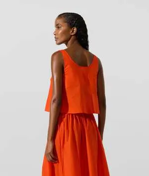 Karl Lagerfeld Sleeveless Tie-front Beach Top - Tango