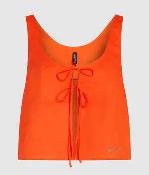 Karl Lagerfeld Sleeveless Tie-front Beach Top - Tango