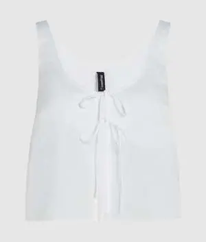 Karl Lagerfeld Sleeveless Tie-front Beach Top - White