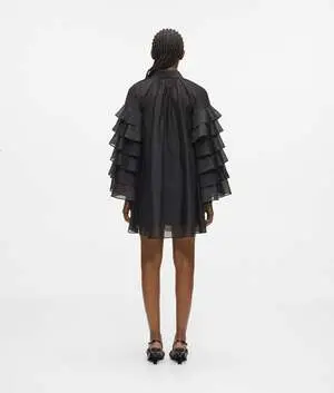 Karl Lagerfeld Ruffled Sleeves Sheer Tencel Dress
