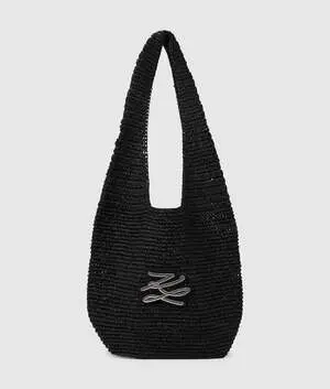 Karl Lagerfeld Karl Lagerfeld K/Autograph Crochet Hobo Bag Black