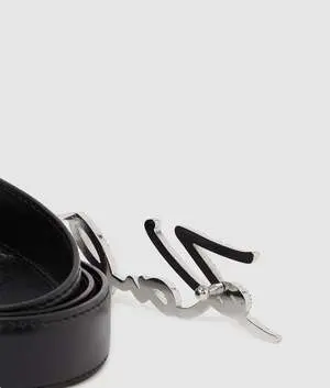 Karl Lagerfeld K/signature Crystal Embellished Leather Belt