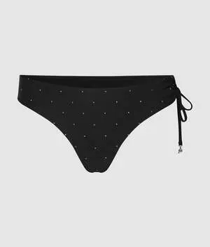 Karl Lagerfeld Ikon Rhinestone Bikini Bottoms - Black