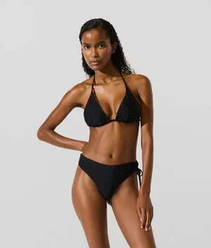 Karl Lagerfeld Ikon Rhinestone Bikini Top - Black