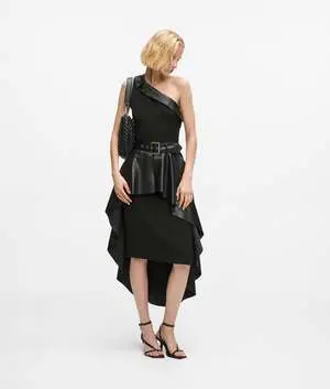 Karl Lagerfeld One-shoulder Asymmetrical Biker Dress