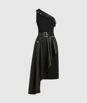 Karl Lagerfeld One-shoulder Asymmetrical Biker Dress