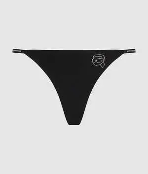 Karl Lagerfeld Ikon Rhinestones Thong - Black
