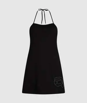 Karl Lagerfeld Halterneck Ikon Rhinestone Beach Mini Dress