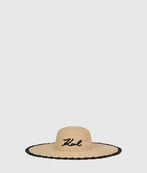 Karl Lagerfeld K/signature Scallop Beach Hat - Natural