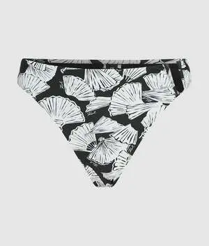 Karl Lagerfeld Fan Print High-leg Bikini Bottoms