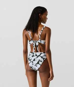 Karl Lagerfeld Fan Print High-leg Bikini Bottoms