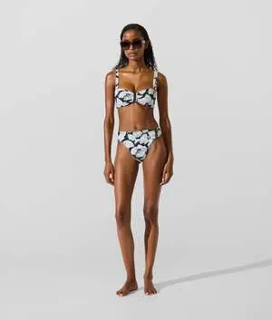 Karl Lagerfeld Fan Print High-leg Bikini Bottoms