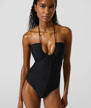 Karl Lagerfeld Ikon Rhinestone Halter One-piece Swimsuit