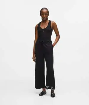 Karl Lagerfeld Signature Hem Relaxed Wide-leg Sweatpants - Black