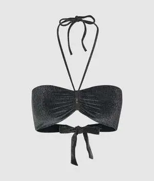 Karl Lagerfeld Metallic Bandeau Bikini Top With Halter Straps