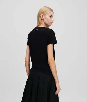 Karl Lagerfeld Ikon Karl & Choupette Rhinestone T-shirt - Black