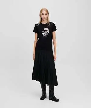 Karl Lagerfeld Ikon Karl & Choupette Rhinestone T-shirt - Black