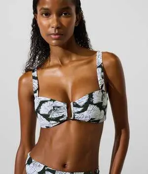 Karl Lagerfeld Fan Print Bikini Top