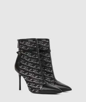 Karl Lagerfeld Signia Sparkle Ankle Boots - Black/silver