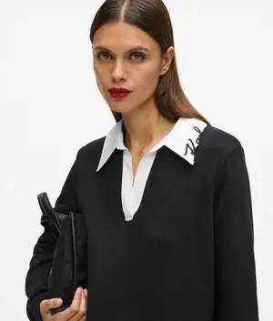 Karl Lagerfeld Signature Collar Sweatshirt