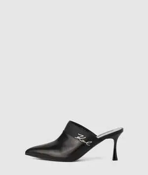 Karl Lagerfeld Sienna Heeled Mules - Black/silver