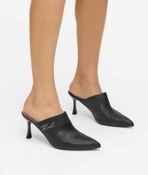 Karl Lagerfeld Sienna Heeled Mules - Black/silver