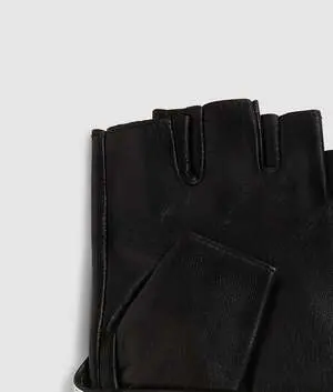 Karl Lagerfeld Leather Fingerless Gloves With Contrast Collar Detail