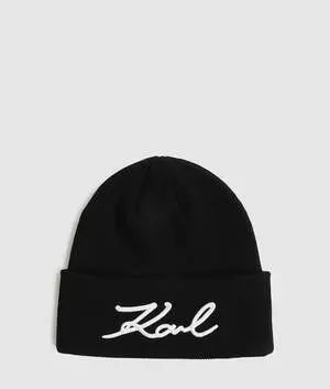 Karl Lagerfeld K/signature Rib-knit Beanie - Black