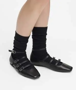 Karl Lagerfeld Konnie Four-strap Flats - Black/silver