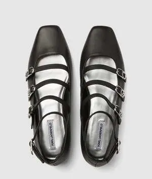 Karl Lagerfeld Konnie Four-strap Flats - Black/silver