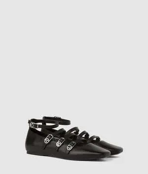 Karl Lagerfeld Konnie Four-strap Flats - Black/silver