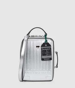 Karl Lagerfeld Ikon Suitcase Crossbody Bag - Silver