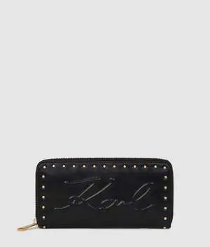 Karl Lagerfeld K/ville Large Studded Wallet - Black/gold