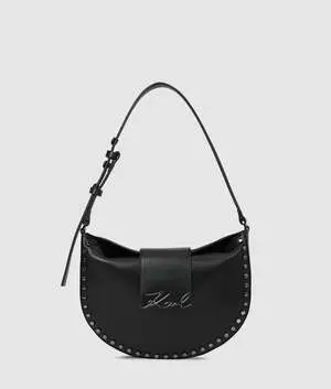 Karl Lagerfeld K/signature Studded Moon Bag - Black Embellishment