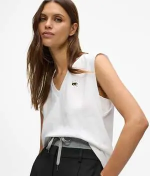 Karl Lagerfeld Ikon V-neck Tank Top In Organic Cotton