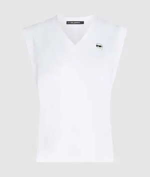 Karl Lagerfeld Ikon V-neck Tank Top In Organic Cotton