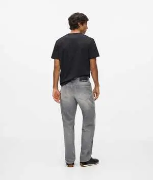 Karl Lagerfeld Washed Straight Leg Jeans - Washed Light Grey