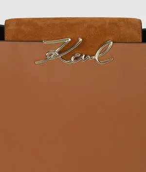 Karl Lagerfeld K/signature Suede Top Handle Bag