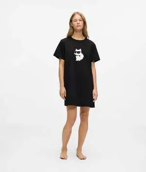 Karl Lagerfeld Ikon Rhinestone Pajama Dress - Black