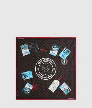 Karl Lagerfeld Ikon Monogram Travel Stamps Scarf - Brown-monogram