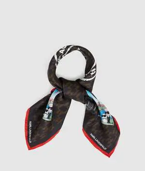 Karl Lagerfeld Ikon Monogram Travel Stamps Scarf