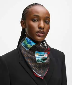 Karl Lagerfeld Ikon Monogram Travel Stamps Scarf
