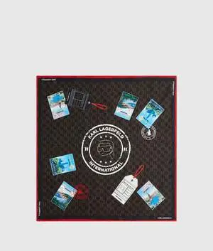 Karl Lagerfeld Ikon Monogram Travel Stamps Scarf - Brown-monogram