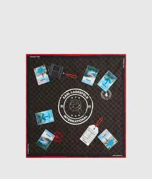 Karl Lagerfeld Ikon Monogram Travel Stamps Scarf - Brown-monogram