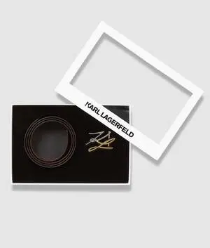 Karl Lagerfeld Reversible Leather Belt With Dual-tone Autograph Buckle