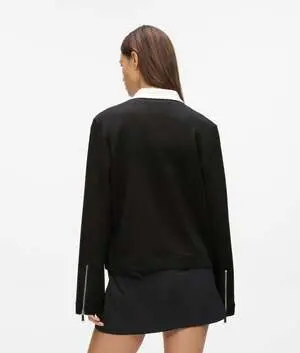Karl Lagerfeld Signature Logo Zip-up Sweatshirt