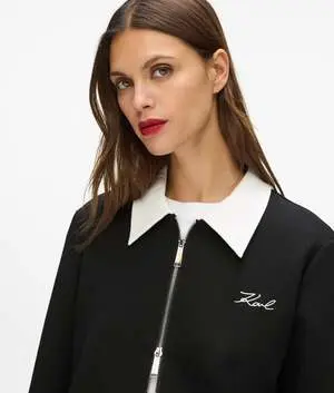Karl Lagerfeld Signature Logo Zip-up Sweatshirt