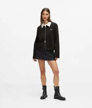 Karl Lagerfeld Signature Logo Zip-up Sweatshirt