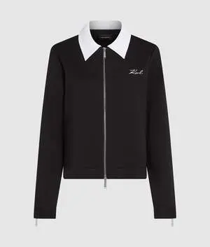Karl Lagerfeld Signature Logo Zip-up Sweatshirt