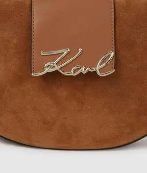 Karl Lagerfeld K/signature Suede Shoulder Bag